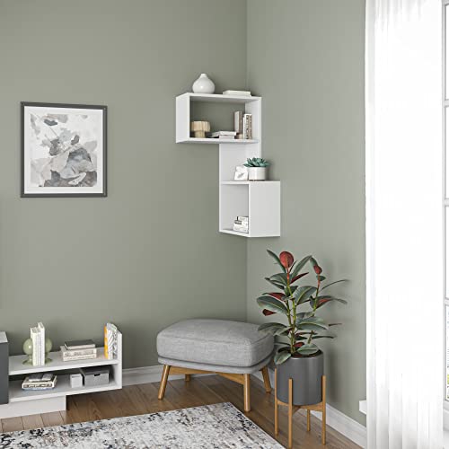 Ada Home Decor Wingate Modern White Wall Shelf 33.66'' H x 18.5'' W x 7.87'' D/Wall Storage/Shelving Unit