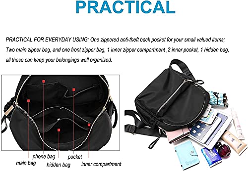 Backpack for Women, Nylon Travel Backpack Purse School Shoulder Bag Small Casual Travel Daypack for Girls Ladies
