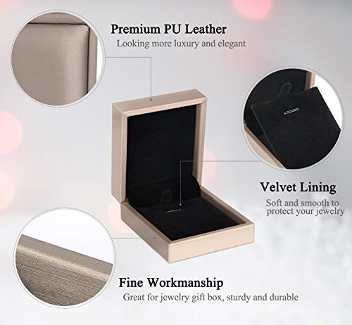 Sdoot Necklace Pendant Box, 4 Pack PU Leather Jewelry Box, Gold Gift Boxes, Earring Storage Case for Proposal, Engagement, Wedding