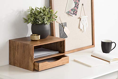 Kate and Laurel Hutton Modern Floating Shelf, 12.5 x 10 x 7, Rustic Brown, Farmhouse Floating Desk for Storage and Display