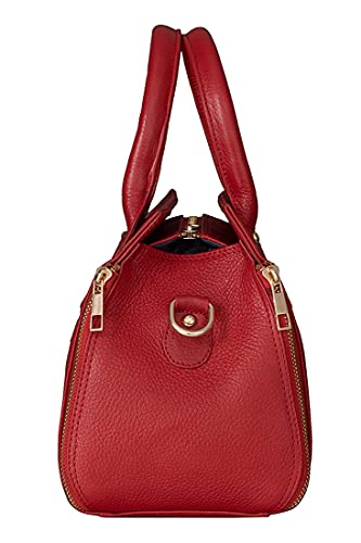 HiLeder Leather Designer Shoulder Tote Purse Satchel Sling Messenger Crossbody Handbag for Women, Medium Size - Red