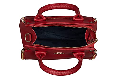 HiLeder Leather Designer Shoulder Tote Purse Satchel Sling Messenger Crossbody Handbag for Women, Medium Size - Red