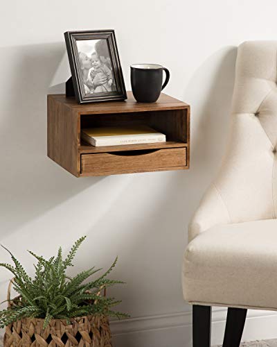 Kate and Laurel Hutton Modern Floating Shelf, 12.5 x 10 x 7, Rustic Brown, Farmhouse Floating Desk for Storage and Display