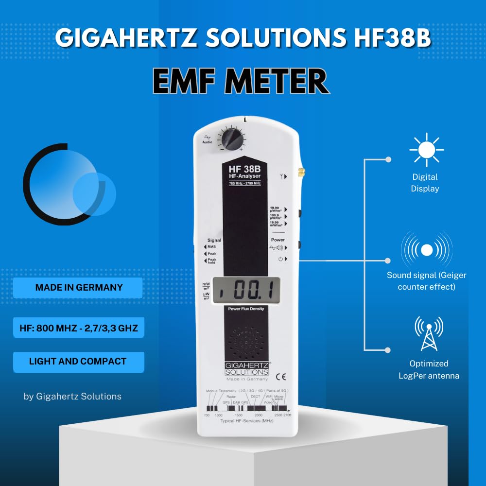 GIGAHERTZ SOLUTIONS HF38B RF Meter - 700MHz - 3.3GHz - 2 Year Warranty! Measures WiFi, Smart Meters, Cell Phones Etc.
