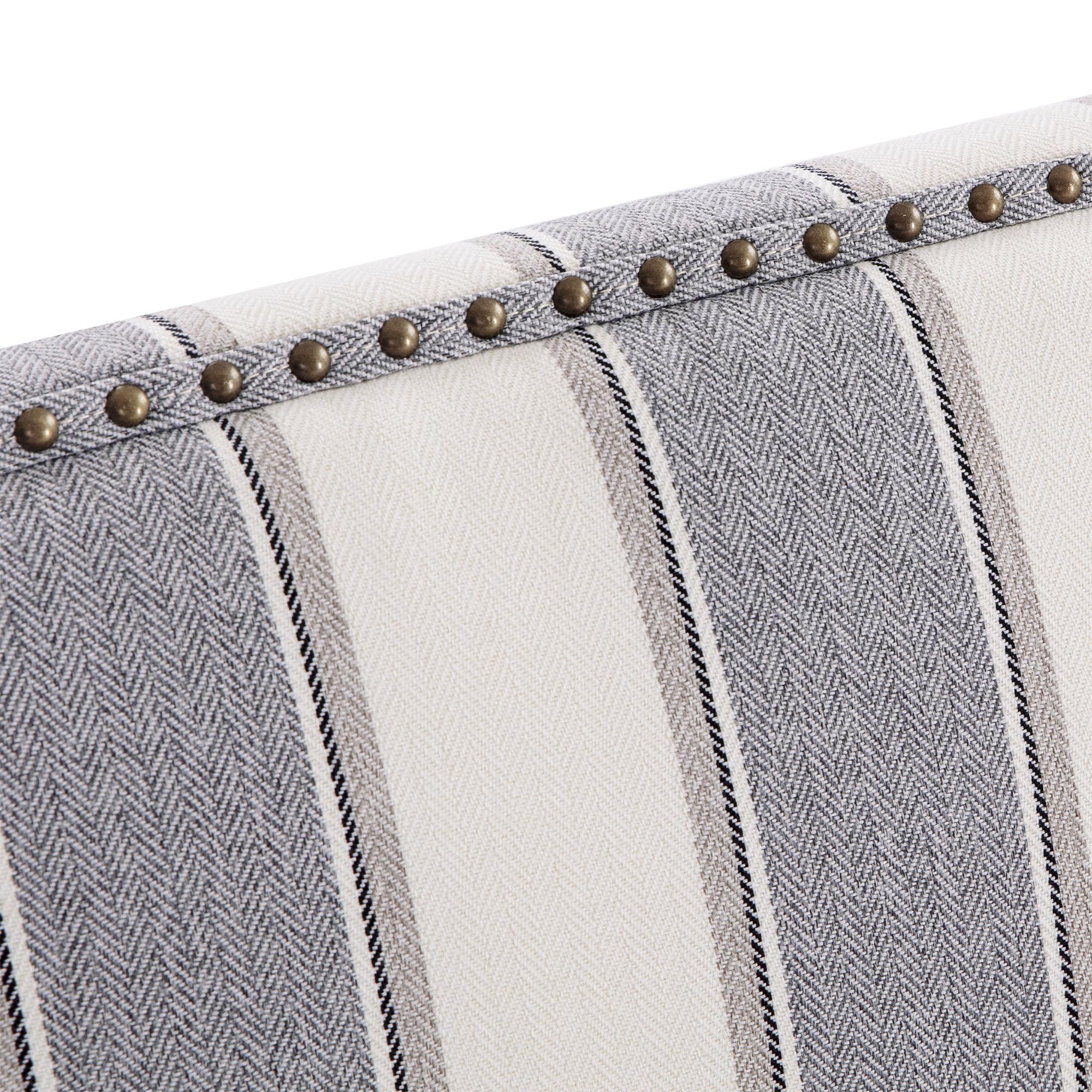 HUIMO Printed Accent Chair Upholstered Linen Fabric Living Room Chair with Rivet Comfy Armchair with Hold up to 300lb Capacity Reading Sofa Chair for Bedroom, Study (1, Wide Stripe Grey)