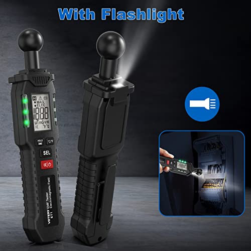 EMF Meter, Votery Rechargeable Electromagnetic Field Radiation Detector Digital EMF Detector with LCD, Temperature Measure, Hand-held Magnetic Field Detector for Home, Office, Outdoor