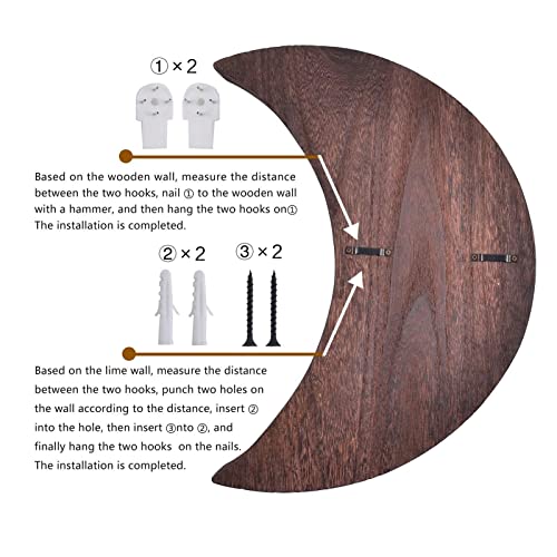 ELIAUK Floating Moon Wooden Shelves Reversible Crescent Moon Shelf,Home Wall Decor for Living Room Bedroom…