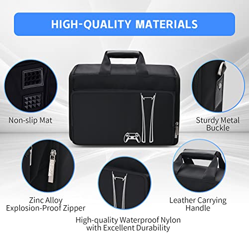 G-STORY Carrying Case Travel Bag, Storage Bag Compatible with PS5 Disc and Digital Edition with Shockproof Compartments, Included Silicone Cover Skin Protector
