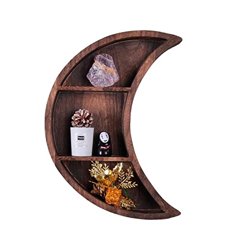ELIAUK Floating Moon Wooden Shelves Reversible Crescent Moon Shelf,Home Wall Decor for Living Room Bedroom…