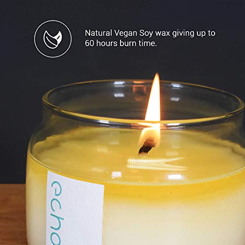 Echor Scented Soy Aromatherapy Candle, Made with Natural Vegan Wax, Lavender, Ylang Ylang Geranium and Orange Scented Calming Relaxing Candle, Sixty Hour Burn Time