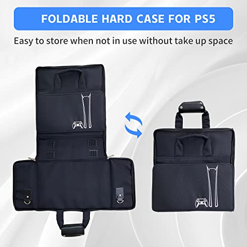 G-STORY Carrying Case Travel Bag, Storage Bag Compatible with PS5 Disc and Digital Edition with Shockproof Compartments, Included Silicone Cover Skin Protector