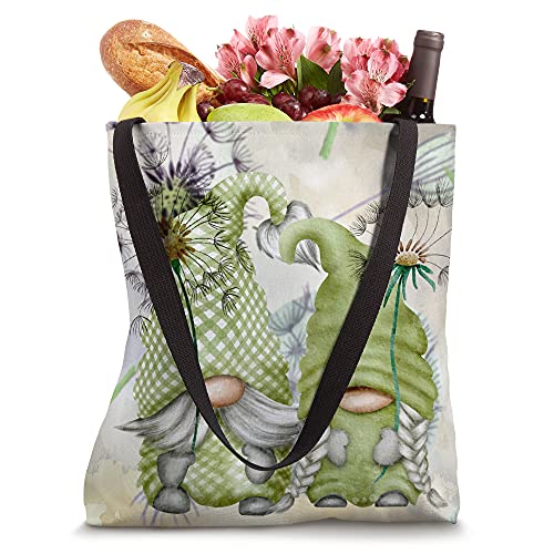 Dandelion Flower Pattern For Women With Funny Garden Gnomes Tote Bag