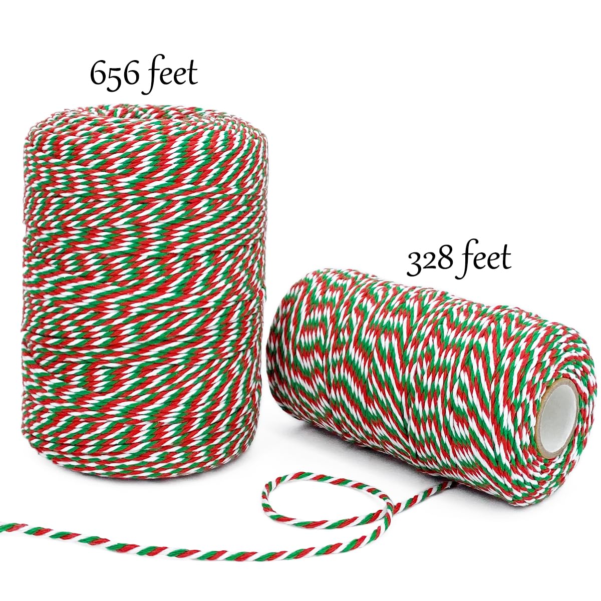 Cotton Twine Green Red and White Baker String 2mm Thick 328 Feet Christmas Twine for Gift Wrapping DIY Crafts Home Decoration Gardening