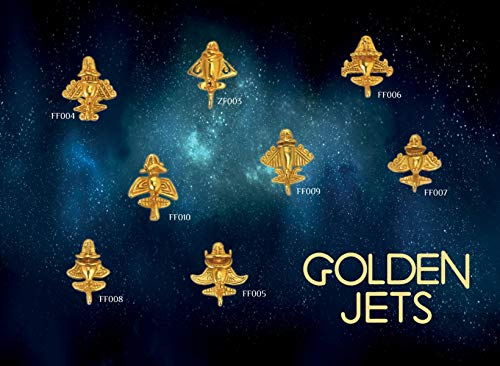 Across The Puddle, Ancient Golden Jet-7 Lapel Pin | 24k GP Golden Flyer | Pre-Columbian Quimbaya Airplane Jet | Ancient Aircraft | Ancient Astronauts | Original Golden Jets Collection