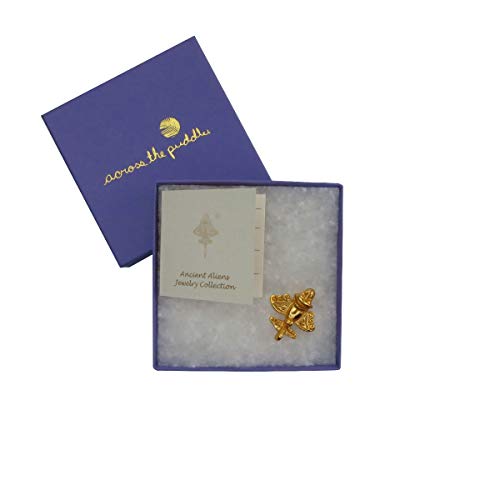 Across The Puddle, Ancient Golden Jet-7 Lapel Pin | 24k GP Golden Flyer | Pre-Columbian Quimbaya Airplane Jet | Ancient Aircraft | Ancient Astronauts | Original Golden Jets Collection