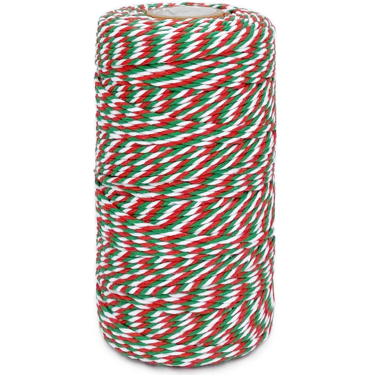 Cotton Twine Green Red and White Baker String 2mm Thick 328 Feet Christmas Twine for Gift Wrapping DIY Crafts Home Decoration Gardening