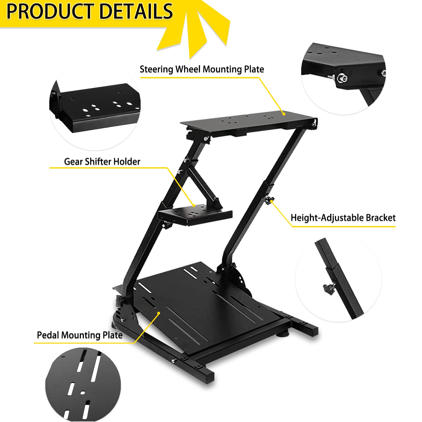 Fruyyzl G29 G920 Racing Wheel Stand, Height Adjustable & Foldable Steering Wheel Stand for Logitech G923 G25 G27,Supporting Thrustmaster T80 T150 TX F430 Gaming Wheel Stand(Wheel Pedals NOT Included)