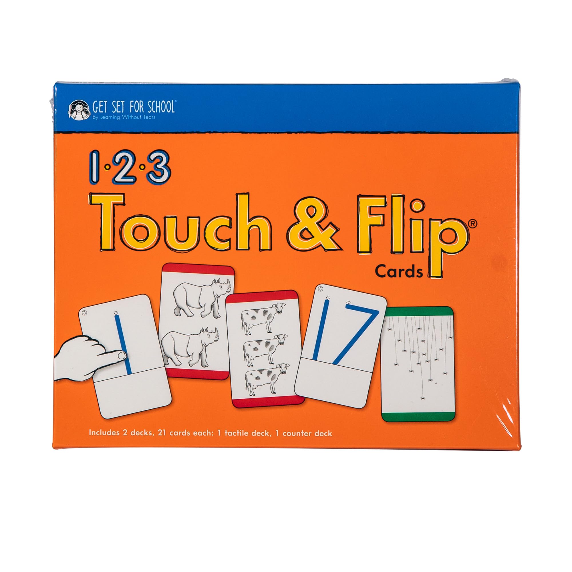 Learning Without Tears 1-2-3 Touch & Flip Sensory Cards- Get Set for School Series- Pre-K and Transitional Kindergarten Manipulative- Tracing, Counting, Sequencing, Math Skills - School or Home Use