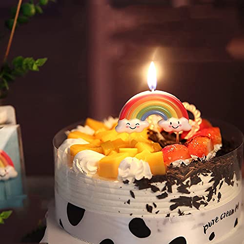 Rainbow Happy Birthday Candle,Colorful Cute Cloud Candles,Creative Fun Long Thin Baby Kids Children Candles,Party Supplies,Cake Decoration
