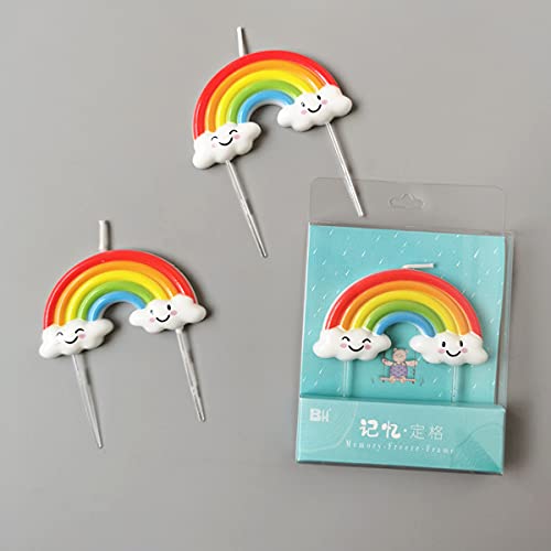 Rainbow Happy Birthday Candle,Colorful Cute Cloud Candles,Creative Fun Long Thin Baby Kids Children Candles,Party Supplies,Cake Decoration