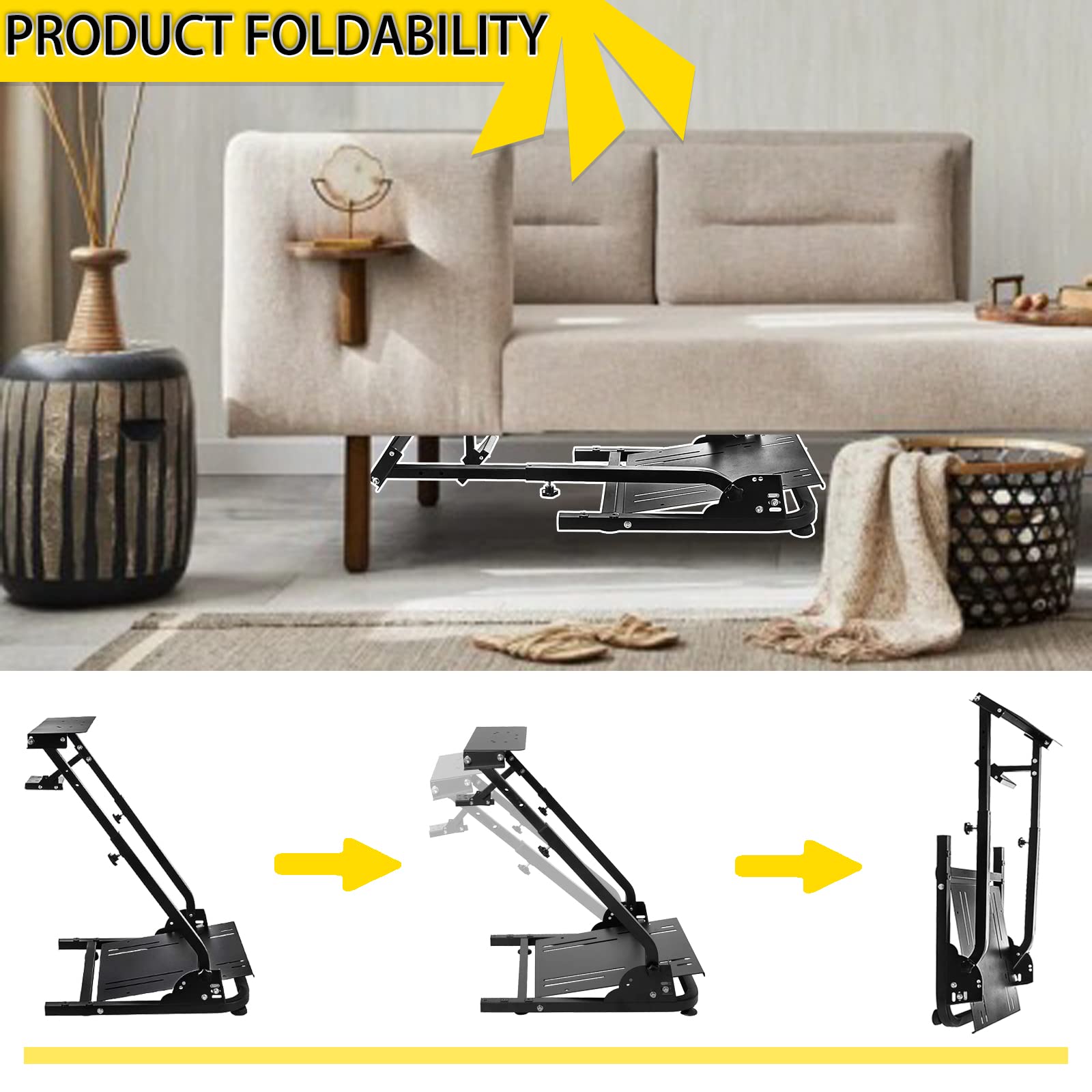 Fruyyzl G29 G920 Racing Wheel Stand, Height Adjustable & Foldable Steering Wheel Stand for Logitech G923 G25 G27,Supporting Thrustmaster T80 T150 TX F430 Gaming Wheel Stand(Wheel Pedals NOT Included)