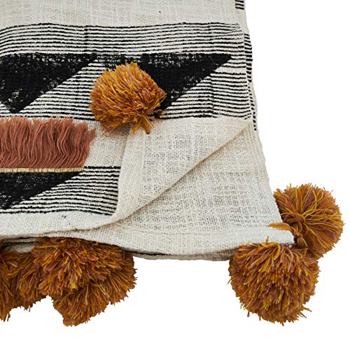 SARO LIFESTYLE Block Print Embroidered Throw