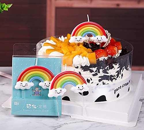 Rainbow Happy Birthday Candle,Colorful Cute Cloud Candles,Creative Fun Long Thin Baby Kids Children Candles,Party Supplies,Cake Decoration