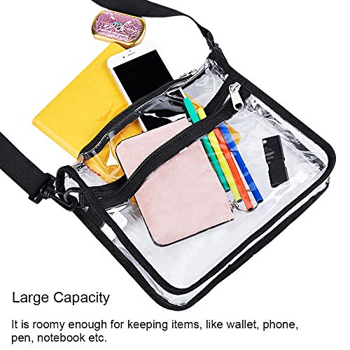 Edraco Clear Crossbody Purse Bag - Stadium Approved, Gym Clear Shoulder Tote Bag with Front Pocket and Adjustable Strap for Women, Men