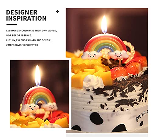 Rainbow Happy Birthday Candle,Colorful Cute Cloud Candles,Creative Fun Long Thin Baby Kids Children Candles,Party Supplies,Cake Decoration