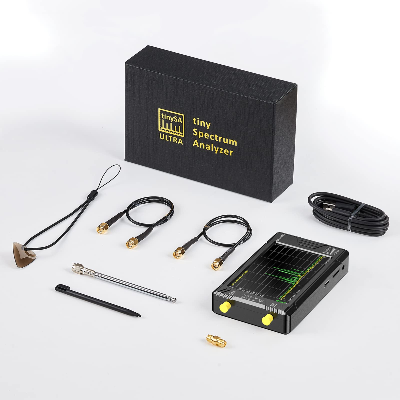 SeeSii TinySA Ultra Spectrum Analyzer, 4.0 Inch 100kHz to 5.3GHz Handheld Tiny Frequency Analyzer with 32Gb Card, 2-in-1 Signal Generator 100kHz to 800MHz MF/HF/VHF UHF Input,V0.4.5.1,2024 Upgraded