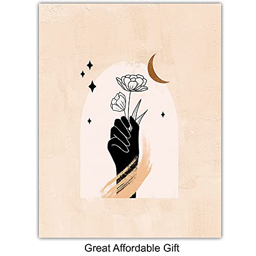 Aesthetic Room Decor - Minimalist Wall Art - Abstract Wall Decor - Sun Moon Stars Celestial Wall Collage - Matisse Style Mid Century Modern Decorations - Boho Gift Set for Women - Bedroom, Living Room