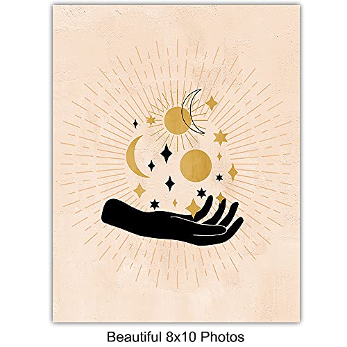 Aesthetic Room Decor - Minimalist Wall Art - Abstract Wall Decor - Sun Moon Stars Celestial Wall Collage - Matisse Style Mid Century Modern Decorations - Boho Gift Set for Women - Bedroom, Living Room