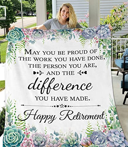 Happy Retirement Gifts for Women Men 2021 Retirement Gifts Ultra-Soft Throw Blankets Flannel Blanket for Bedding Sofa (Retirement 2, 60"x50")