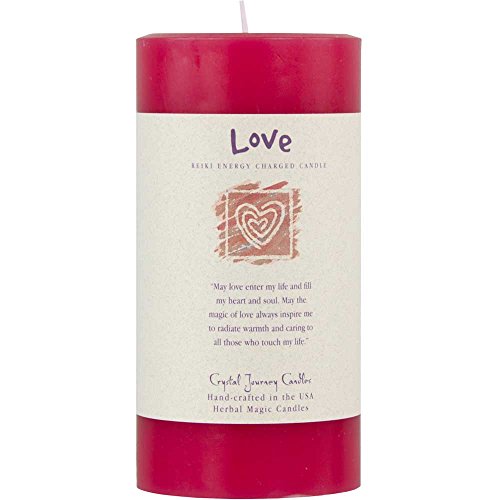 Crystal Journey Herbal Magic Pillar Candle with Inspirational Labels - Bundle of 3 (Love, Money, Manifest a Miracle) Each 6"x3" Handcrafted with Lead-Free Materials