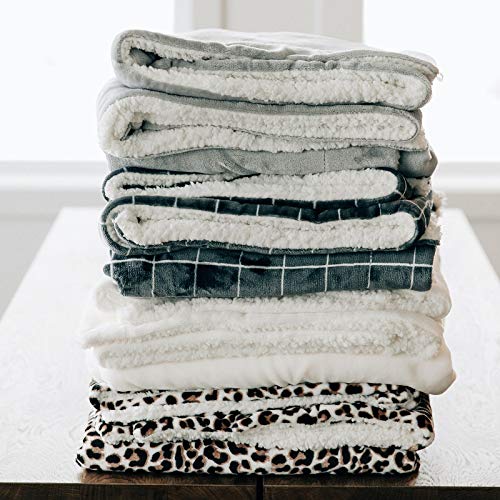 GRACED SOFT LUXURIES Throw Blanket Sherpa Fleece Minky Microfiber Reversible Soft Throw (Ivory, XL Throw 60" x 80")