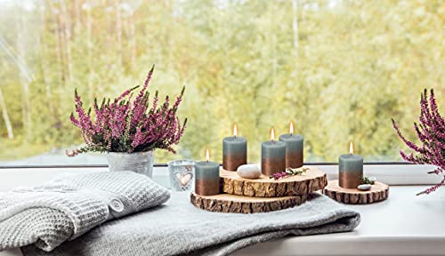 BOLSIUS 4 Pack Eucalyptus Green/Copper Sunset Rustic Metallic Pillar Candles - 2.75 X 3.25 Inches - Natural Eco-Friendly Plant-Based Wax - Unscented Dripless Smokeless 35 Hour Quality European Candles