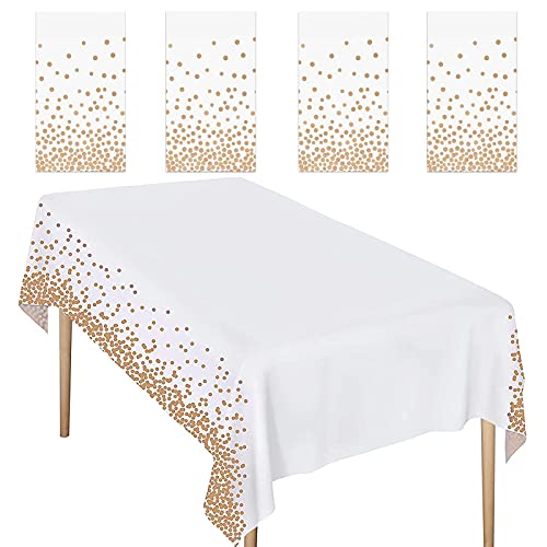 FYY Disposable Plastic Tablecloths,[4 Pack ] Plastic Tablecloths for Indoor or Outdoor Tables Parties Christmas Picnic Birthdays and Weddings 54" X 108"