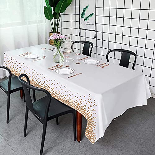 FYY Disposable Plastic Tablecloths,[4 Pack ] Plastic Tablecloths for Indoor or Outdoor Tables Parties Christmas Picnic Birthdays and Weddings 54" X 108"
