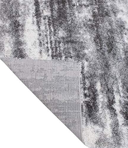 NOORI RUG - Premium & Luxury Imported - Lux Madison Machine Made High Pile Abstract - Rectangle - Charcoal - Grey - 10' x 14', Bedroom, Dining Room
