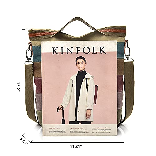 ROUROU Hobo Tote Bag for Women Top Handle Shoulder Bag Multi Color Canvas Crossbody Bag Large Capacity Handbag Casual Purse