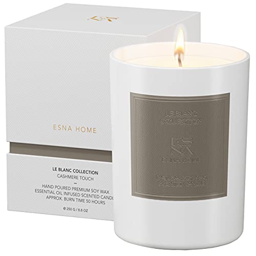 ESNA HOME Leblanc Cashmere Touch Luxury Aromatherapy Scented Candles | Essential Oils All Natural Soy Candles Motherโs Day Ideas Love | 8.8oz 50 Hours Clean Burning | Votive Candle with Premium Box