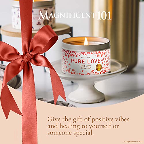 Pure Love Aromatherapy Candle for Love Attraction, Romance - Sage Rose Lavender Scented, Natural Soybean Wax Tin for Purification & Chakra Healing