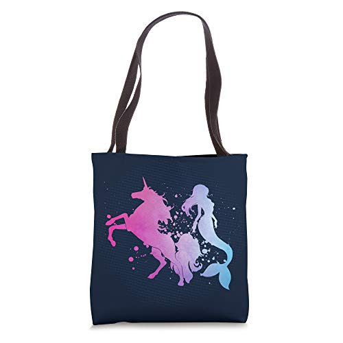 Unicorn Mermaid Fantasy Fairy Tale Lover Vintage Art Graphic Tote Bag