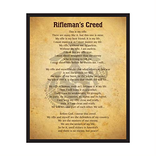 "Rifleman's Creed" Marine Corps Wall Art Sign -8x10" Distressed Typographic Poster Print-Ready to Frame. Perfect Military Decor for Home-Office-Garage-Cave-Shop. Great Gift for All Marines. Semper Fi.