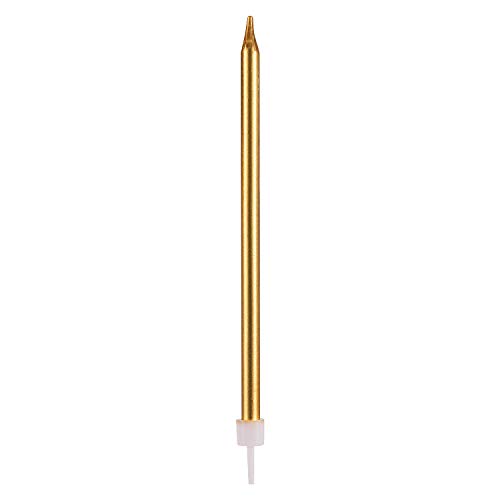 Pfizermay 24 Count Metallic Birthday Candles in Holders Gold Tall Birthday Cake Candles Long Thin Cupcake Candles for Birthday Wedding Party Decoration (Gold)