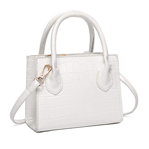 CATMICOO Trendy Mini Purse for Women, Small Handbag and Mini Bag with Crocodile Pattern (White)