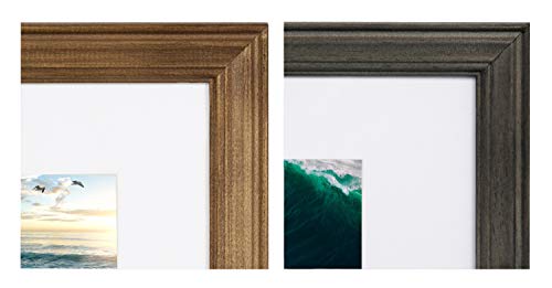 Kate and Laurel Bordeaux Gallery Wall Frame and Shelf Kit, Set of 10, Rustic Brown and Charcoal Gray, Assorted Size Frames and Three Display Shelves