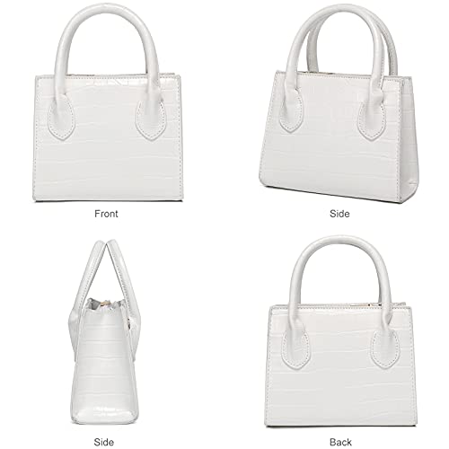 CATMICOO Trendy Mini Purse for Women, Small Handbag and Mini Bag with Crocodile Pattern (White)