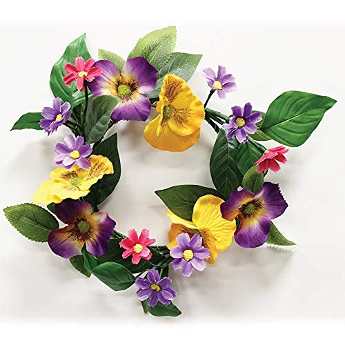 A Cheerful Giver Small Wreath Candle Ring - Pansies Artificial Floral Decor for Candles - Centerpieces & Home Accents