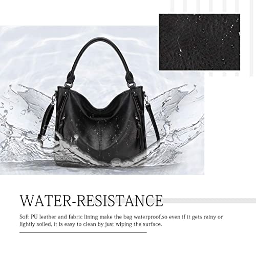 KL928 Purses for Women Shoulder Handbag Top Handle Hobo Tote Bags, PU Leather (Black-2)